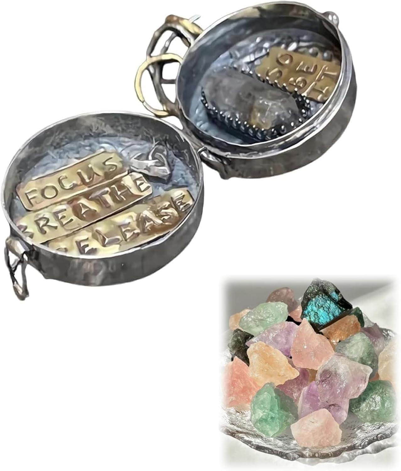 Triple Moon Silver Locket with Tree of Life, Handmade Spell Locket with ...