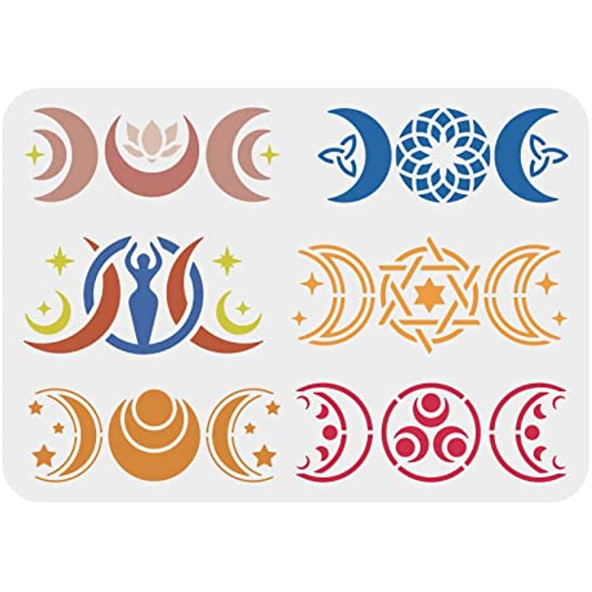 Triple Moon Stencil 11.7x8.3 inch Moon Phase DIY Reusable Craft and ...