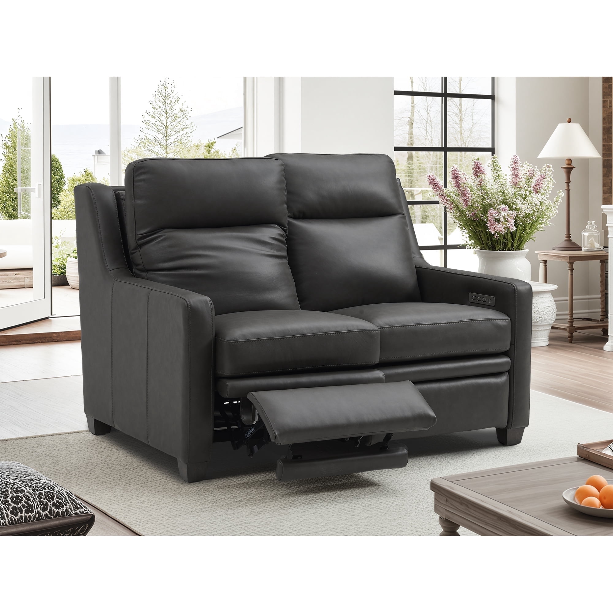 Triple-Motor Reclining Sofa 55" Genuine Leather Power Zero-Wall ...