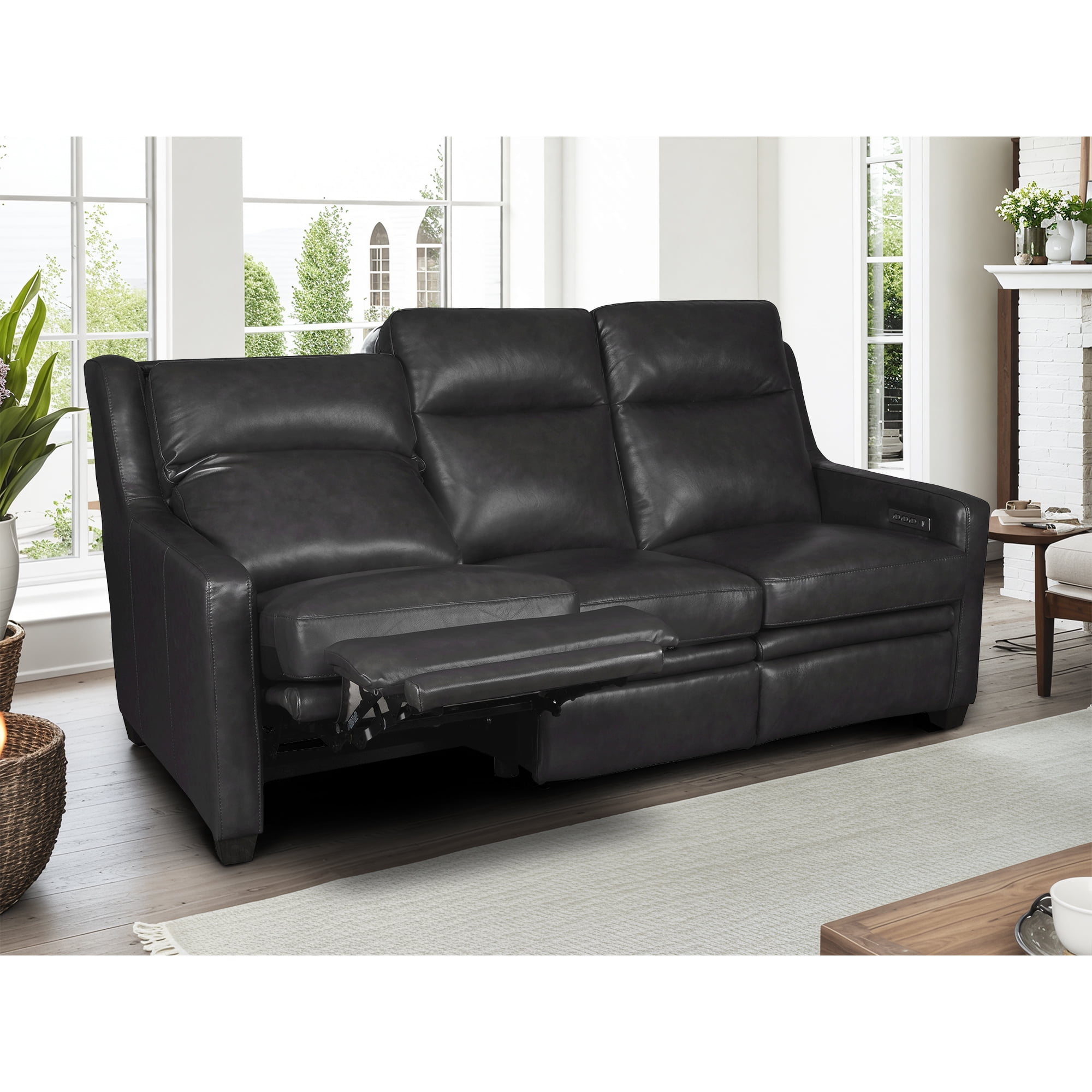 Triple-Motor Reclining Sofa 77" Genuine Leather Power Zero-Wall ...