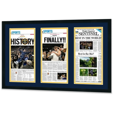 12.5x22 Newspaper Frame - with Red and Blue Double Mat - Made to ...