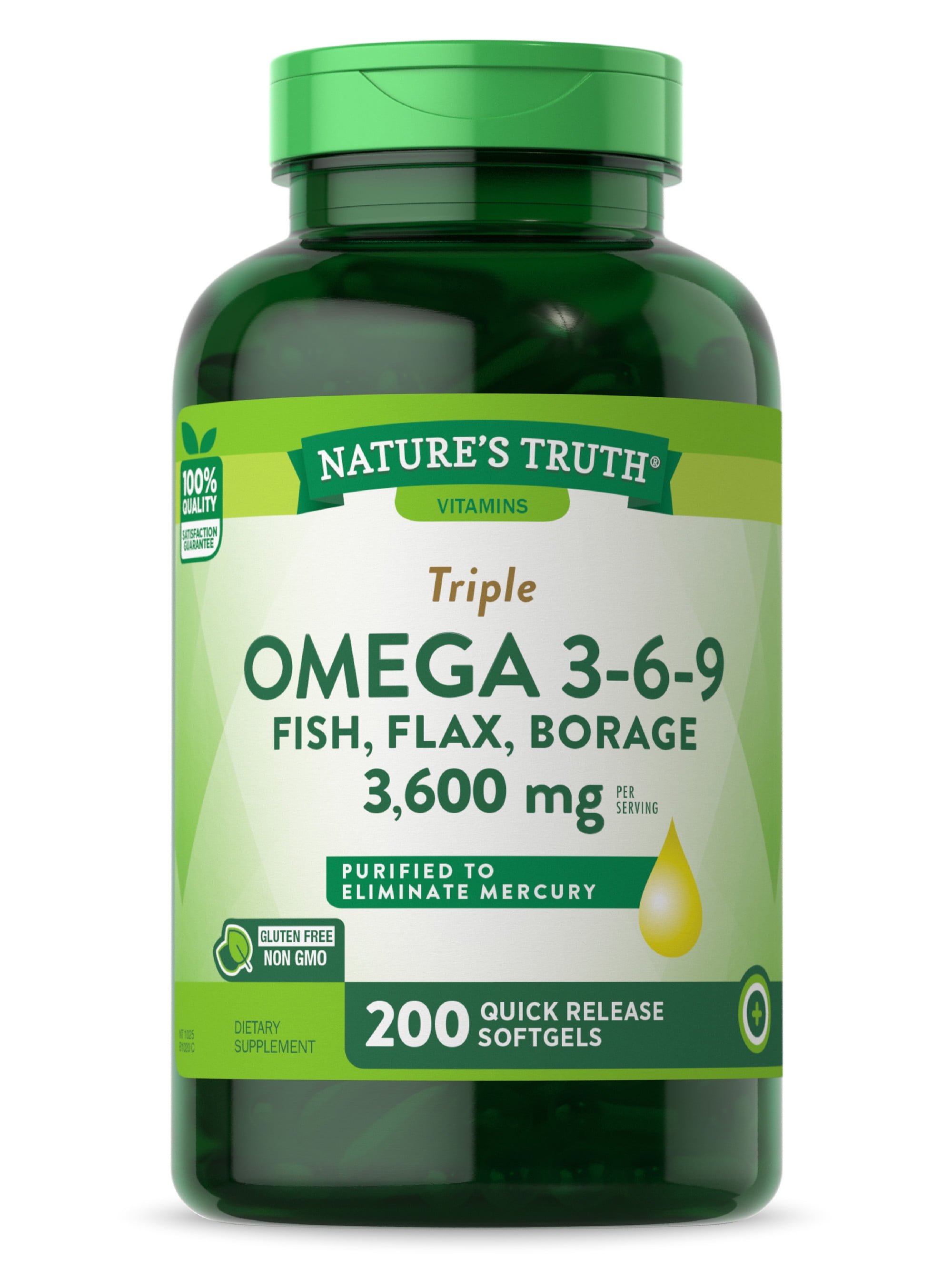 Nature's Truth Triple Omega 3-6-9 | Heart Health | 1200mg Capsules with ...