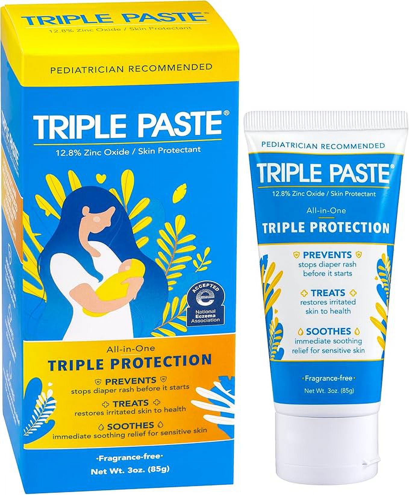 Triple Paste Diaper Rash Cream for Baby - 3 oz Tube - Zinc Oxide ...