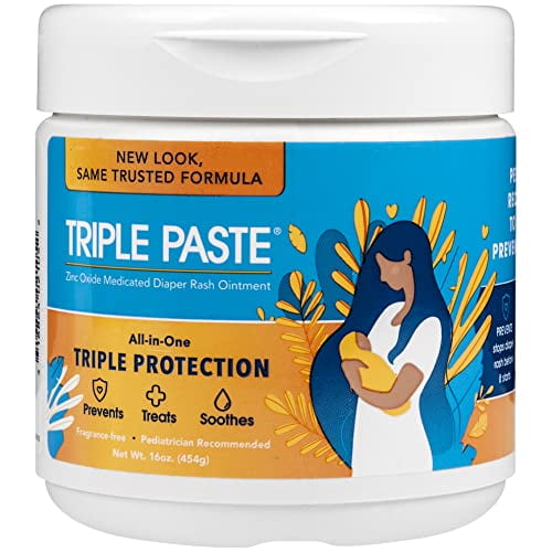 Triple Paste Diaper Rash Cream, Hypoallergenic Medicated Ointment for ...