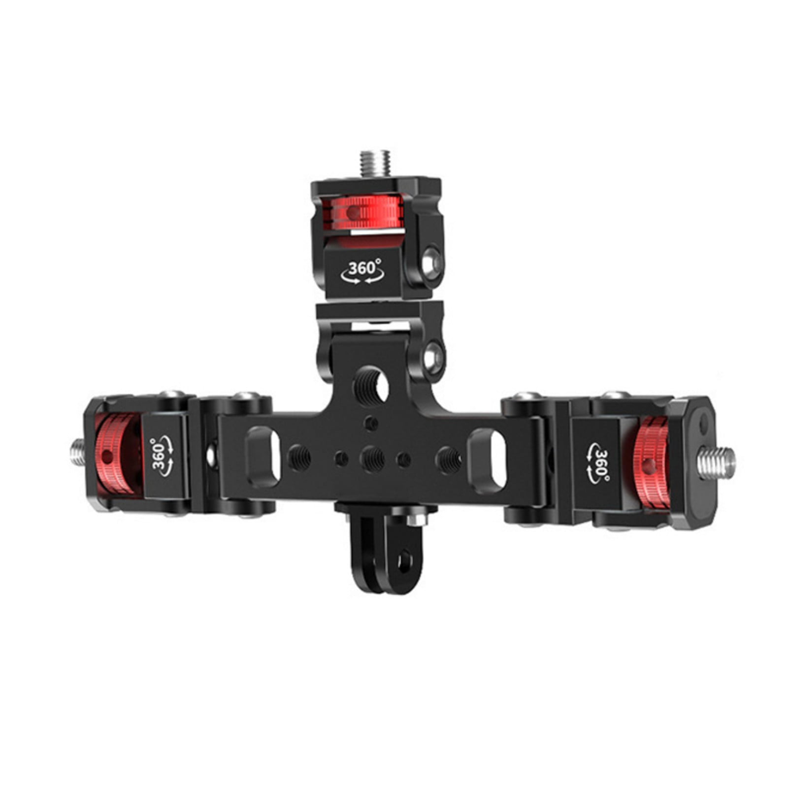 Triple Phone Camera Mount with 1/4” Thread Aluminum Extension Stand for ...