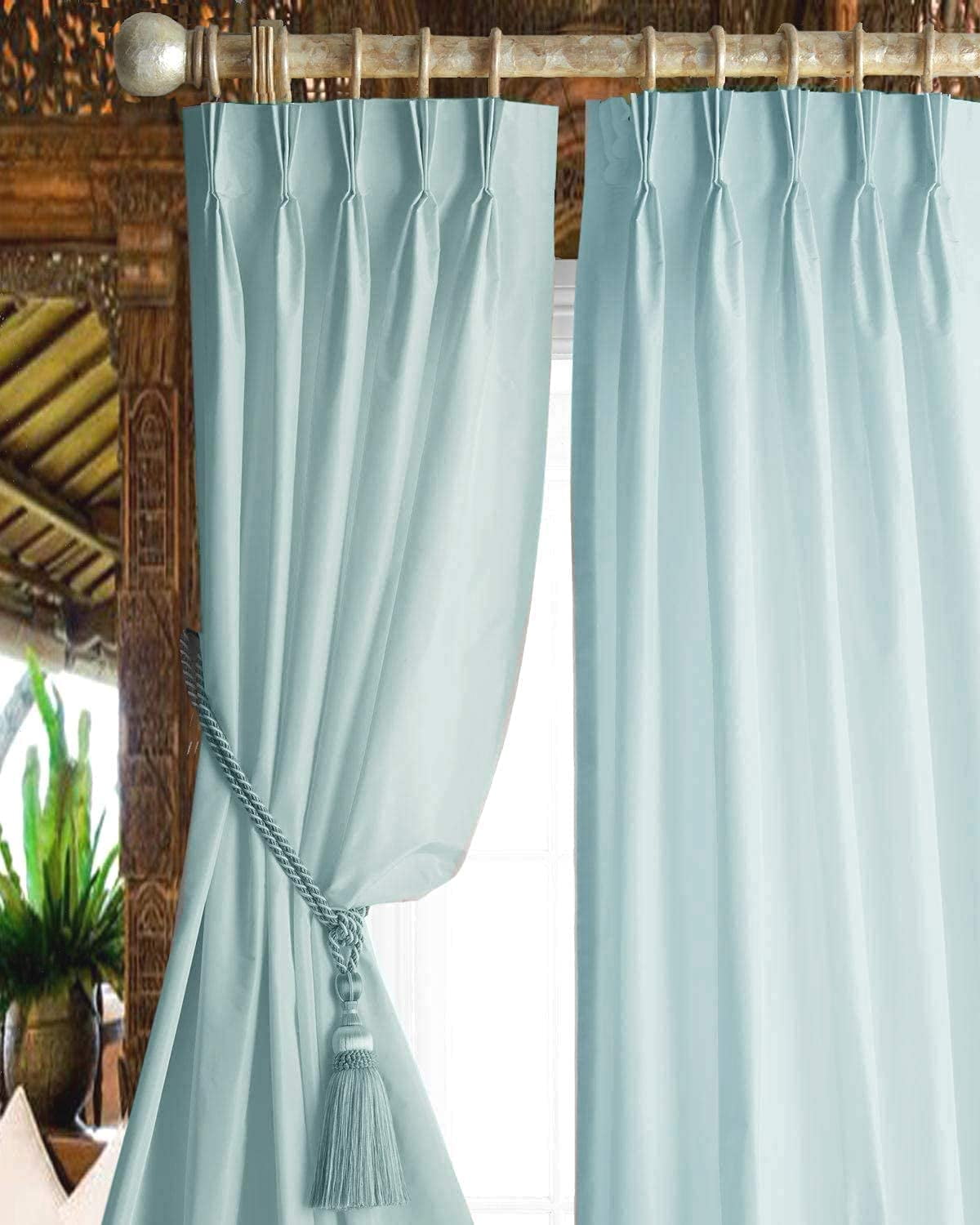 Triple Pinch Pleated Drapes Curtains Blackout for Doors & Windows with ...