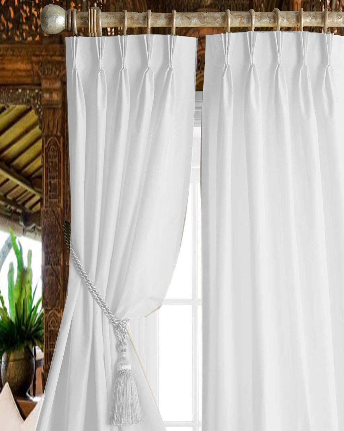 Triple Pinch Pleated Drapes Curtains Blackout for Doors & Windows with ...