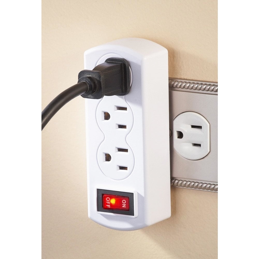 Triple Plug Outlet Adapter On/Off Switch Grounded Wall Tap Home Office ...
