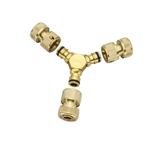 Triple Port Brass Water Splitters Car Wash Hose Fitting Quick ...