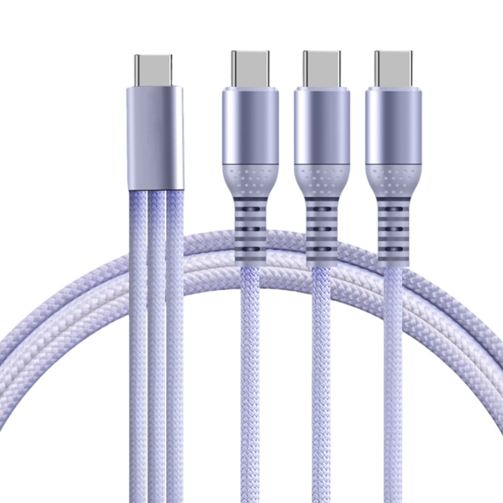 Triple Port USB C Chargers Cable 120cm Nylon Braided Cord Simultaneous ...