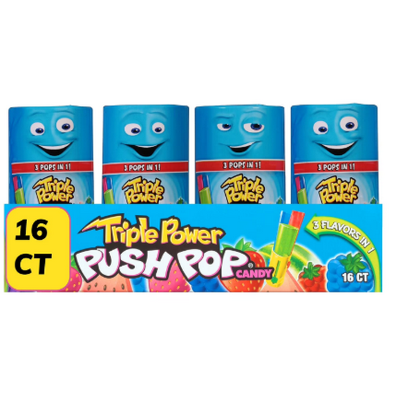 Triple Power Push Pop, 3-in-1 Blue Raspberry, Watermelon, Strawberry ...