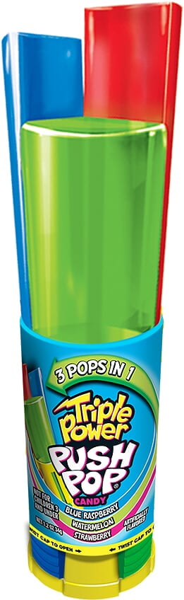 Triple Power Push Pop, Three-in-One Assorted Flavor Lollipops, 1.2oz ...