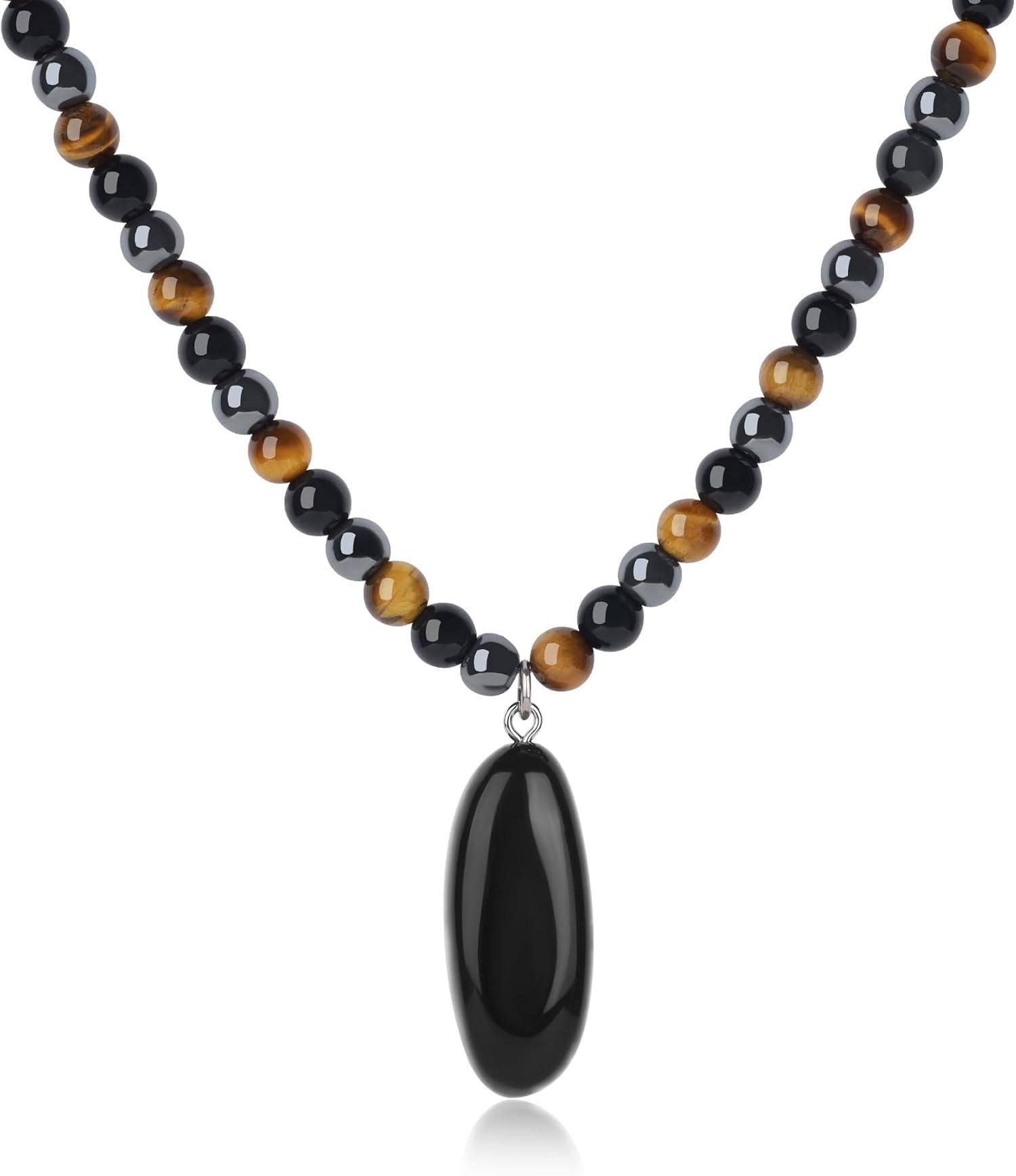 Triple Protection Beaded Necklace - Men's Life Tree Beaded Hematite ...