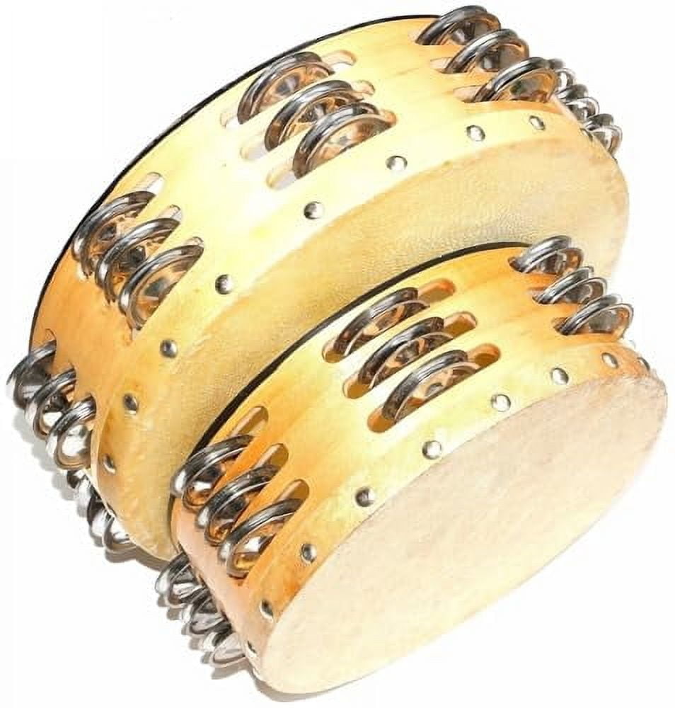 Triple ROW CONCERT Wooden TAMBOURINES with Head Tambourine 8" 10" SET ...