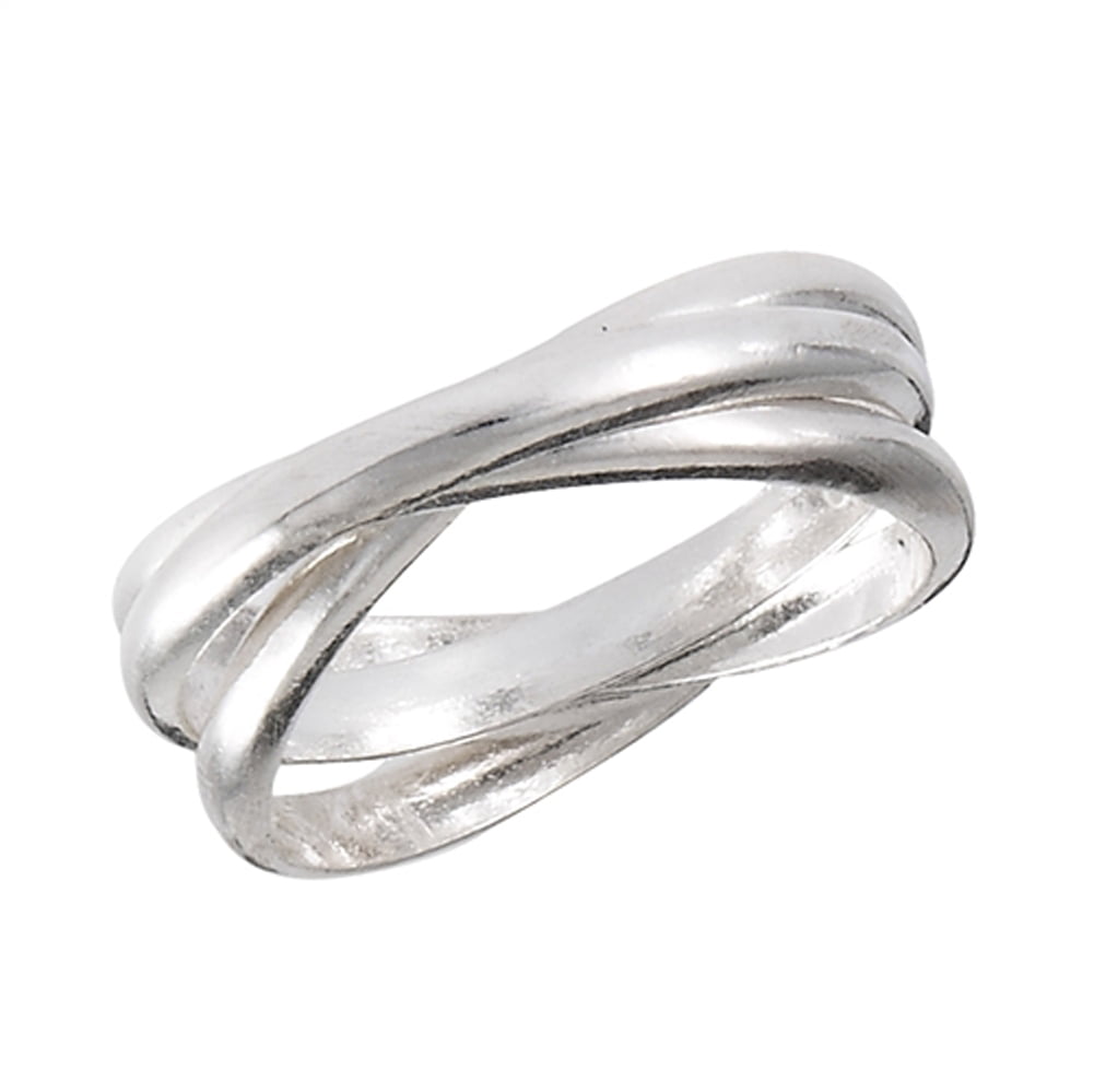 Triple Rolling Ring Set .925 Sterling Silver 2mm Bands Jewelry Female ...