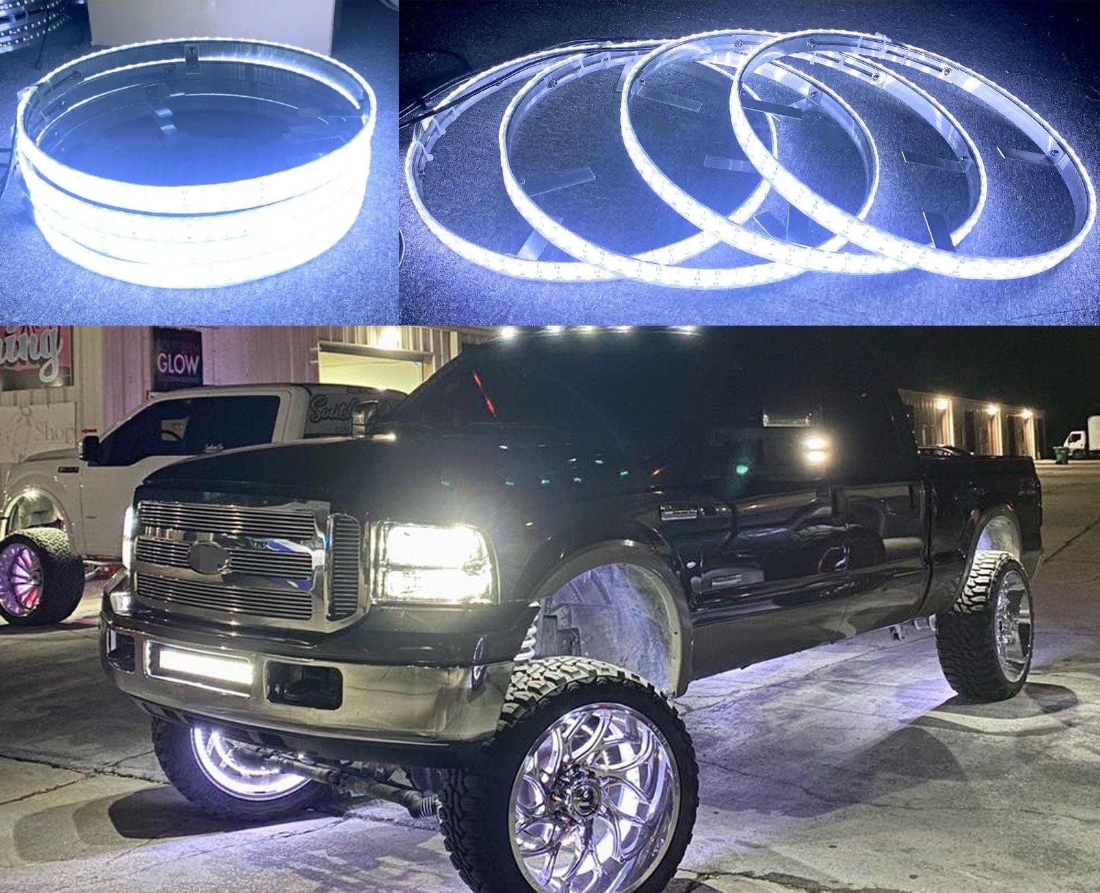 Triple Row 17.5" Wheel Tire Rings Lights 4PCS Pure White Brightest LEDs ...