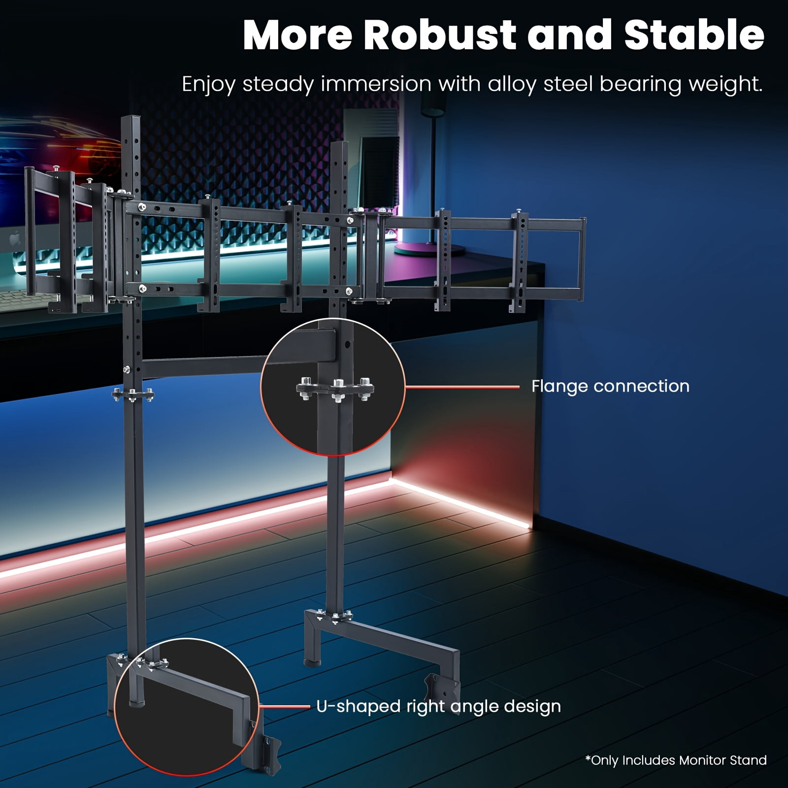 Triple Screen Monitor Stand for Round Tube Racing Simulator Cockpit ...