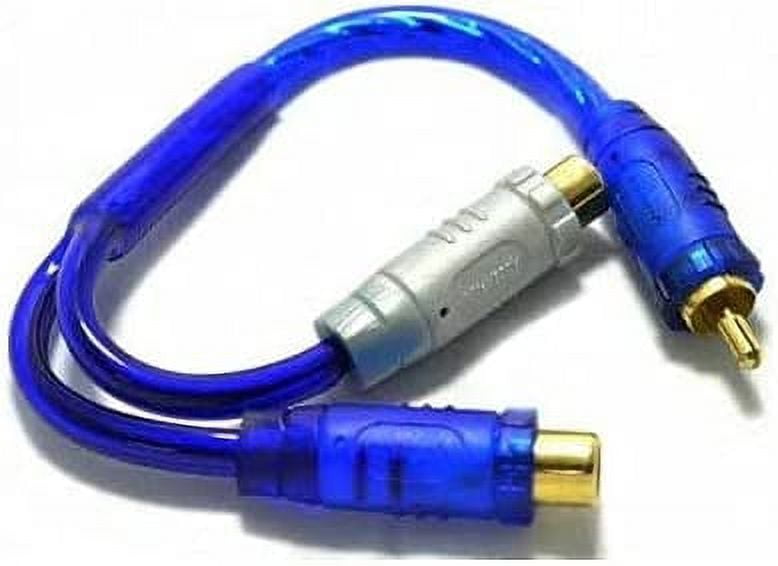 Triple Shield RCA Interconnect Cables w/ Drain Wire Car Amp Y Adapter 2 ...