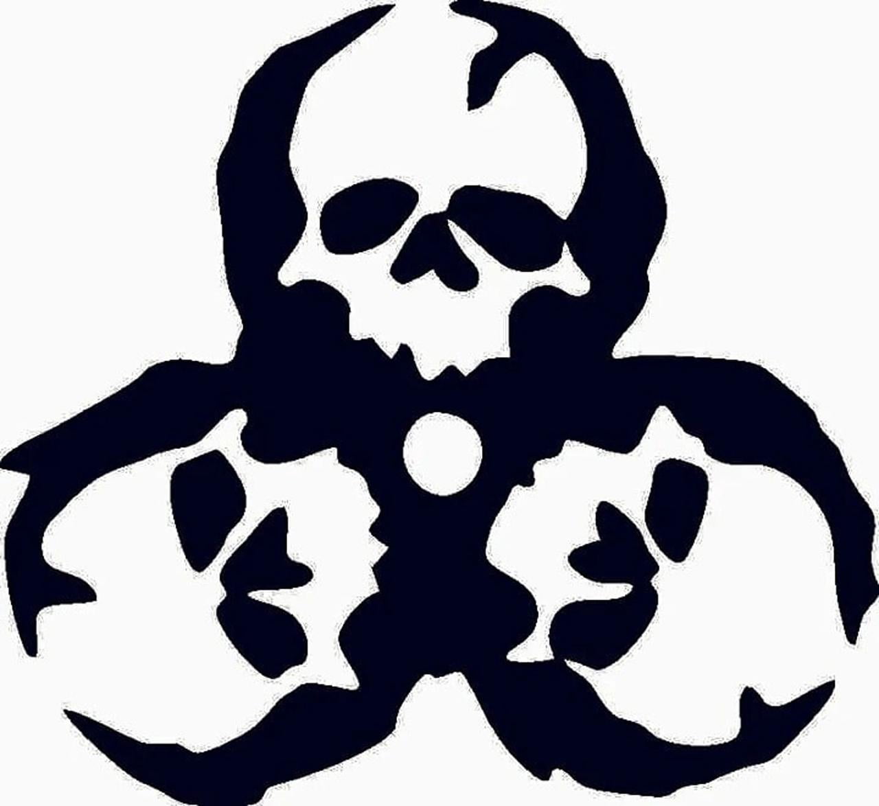Triple Skull Biohazard Vinyl Decal Sticker Black 5-Inch,Weatherproof ...