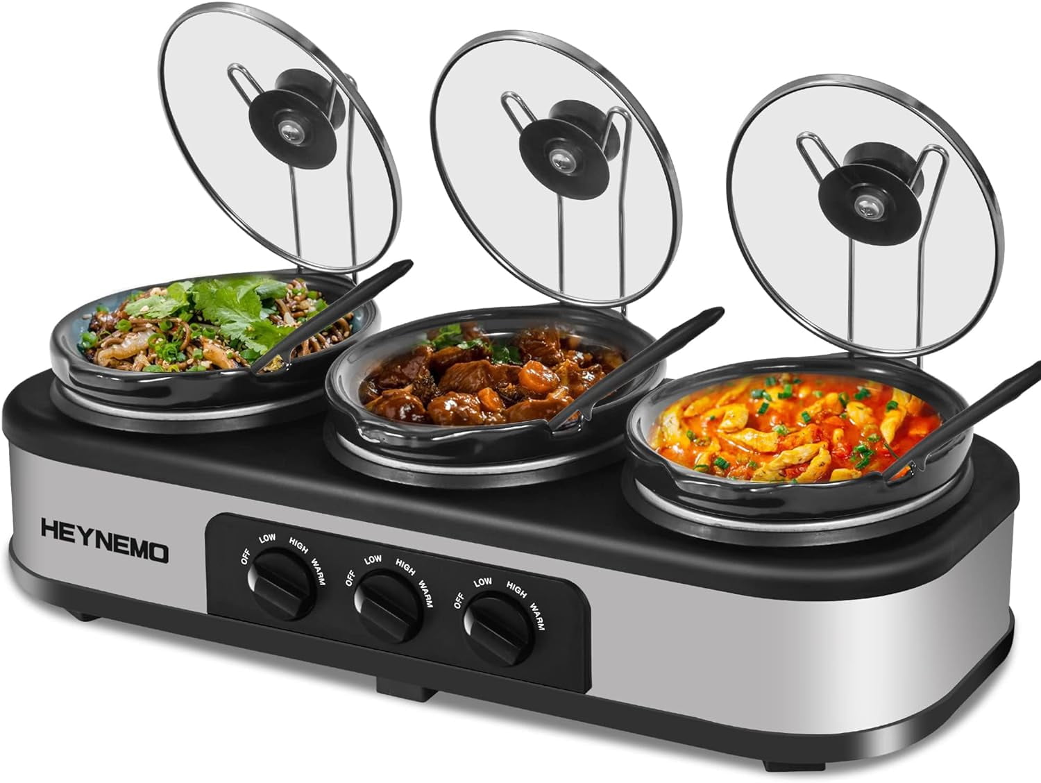 Triple Slow Cooker, 3×1.5 QT Buffet Servers and Warmers, 3 Pots Buffet ...