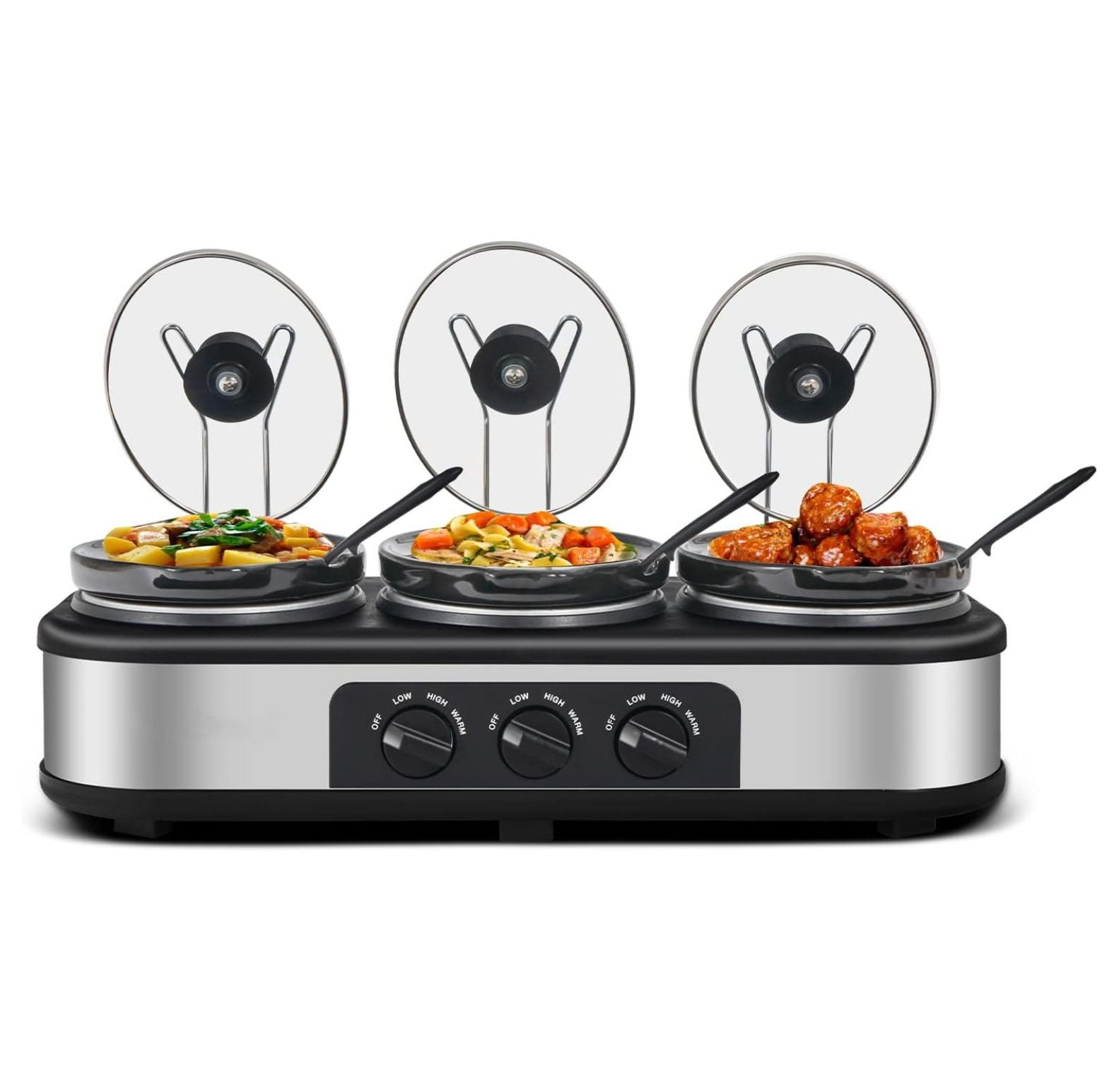 Triple Slow Cooker with Lid Rests, Breakfast Buffet Servers and Warmers ...