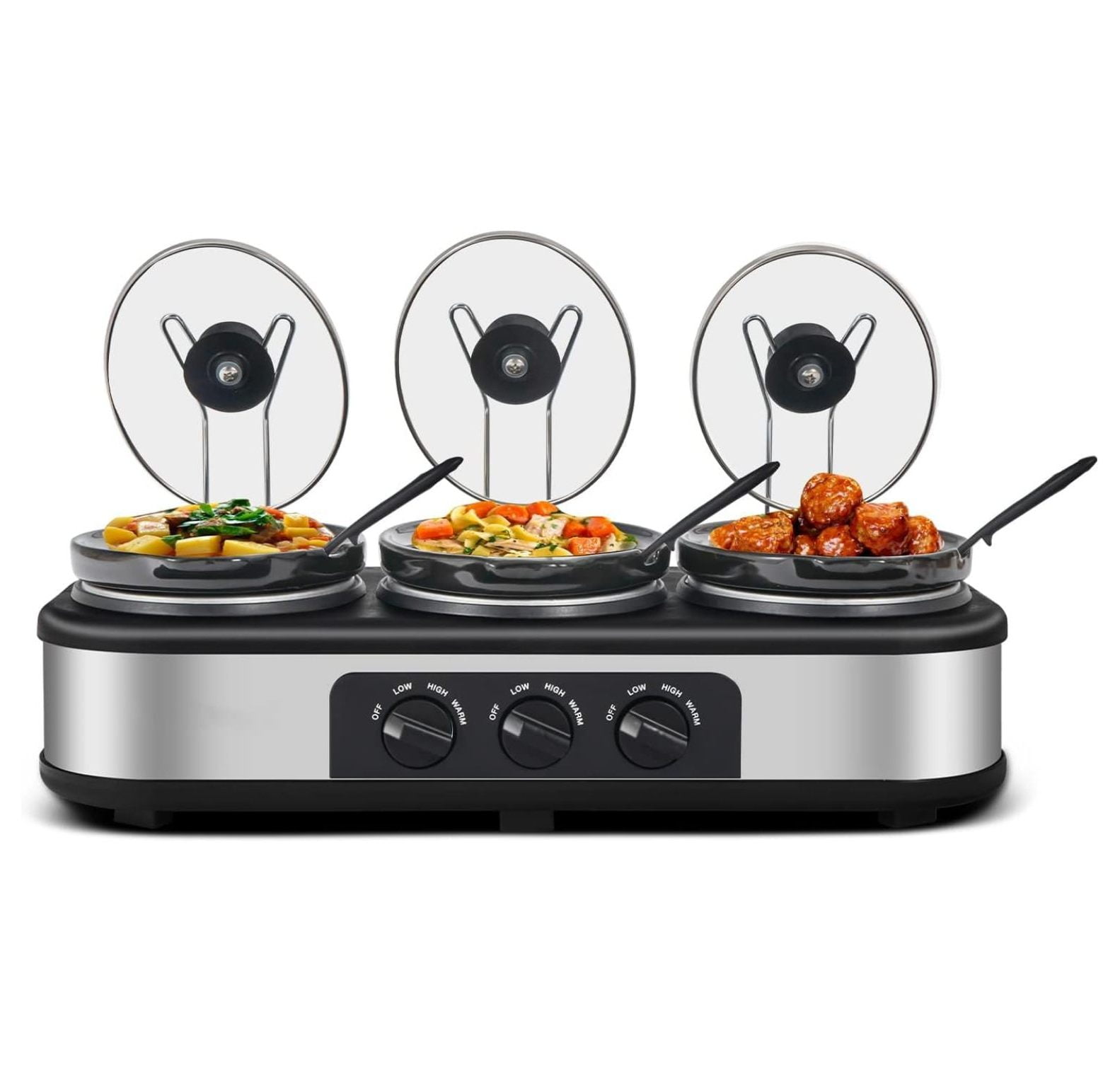 Triple Slow Cooker with Lid Rests, Breakfast Buffet Servers and Warmers ...
