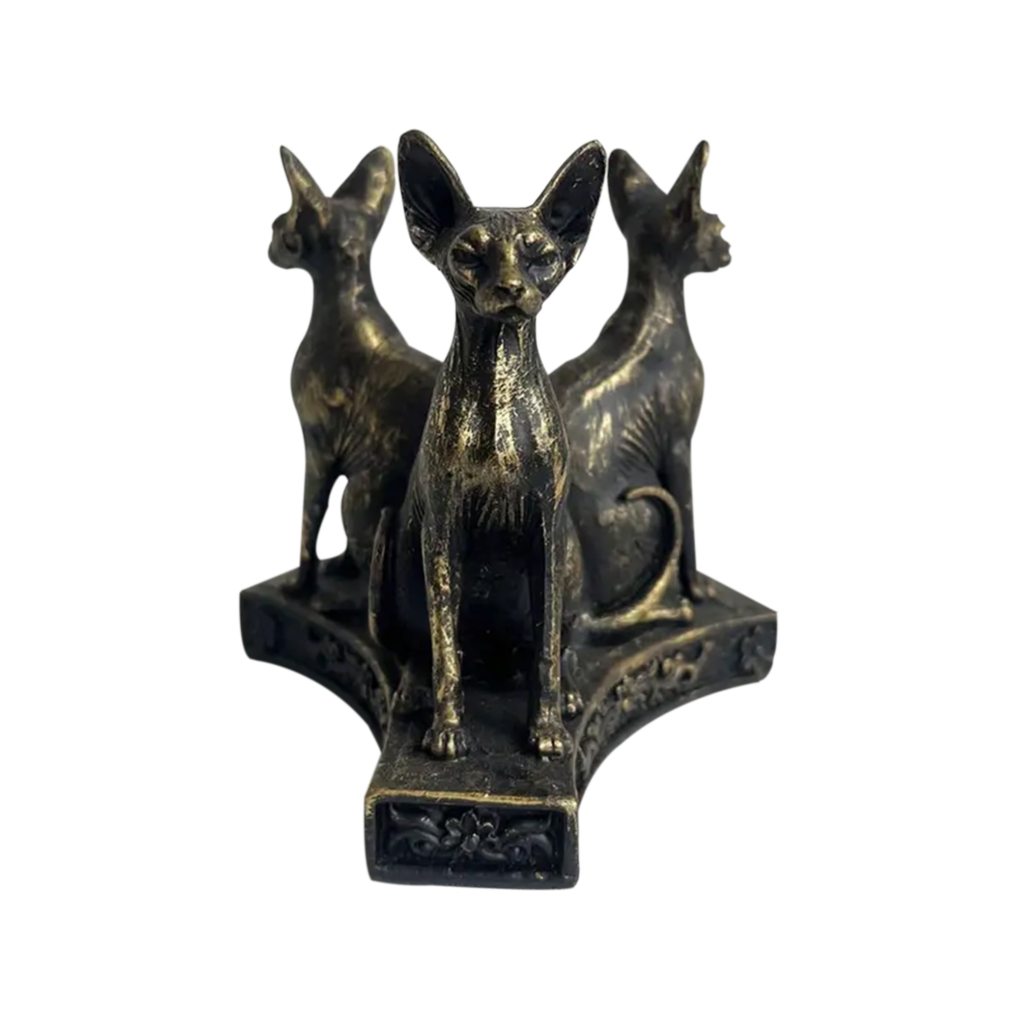 Triple Sphinx Cats Crystal Sphere Ball Stand Display Base Holder Resin ...