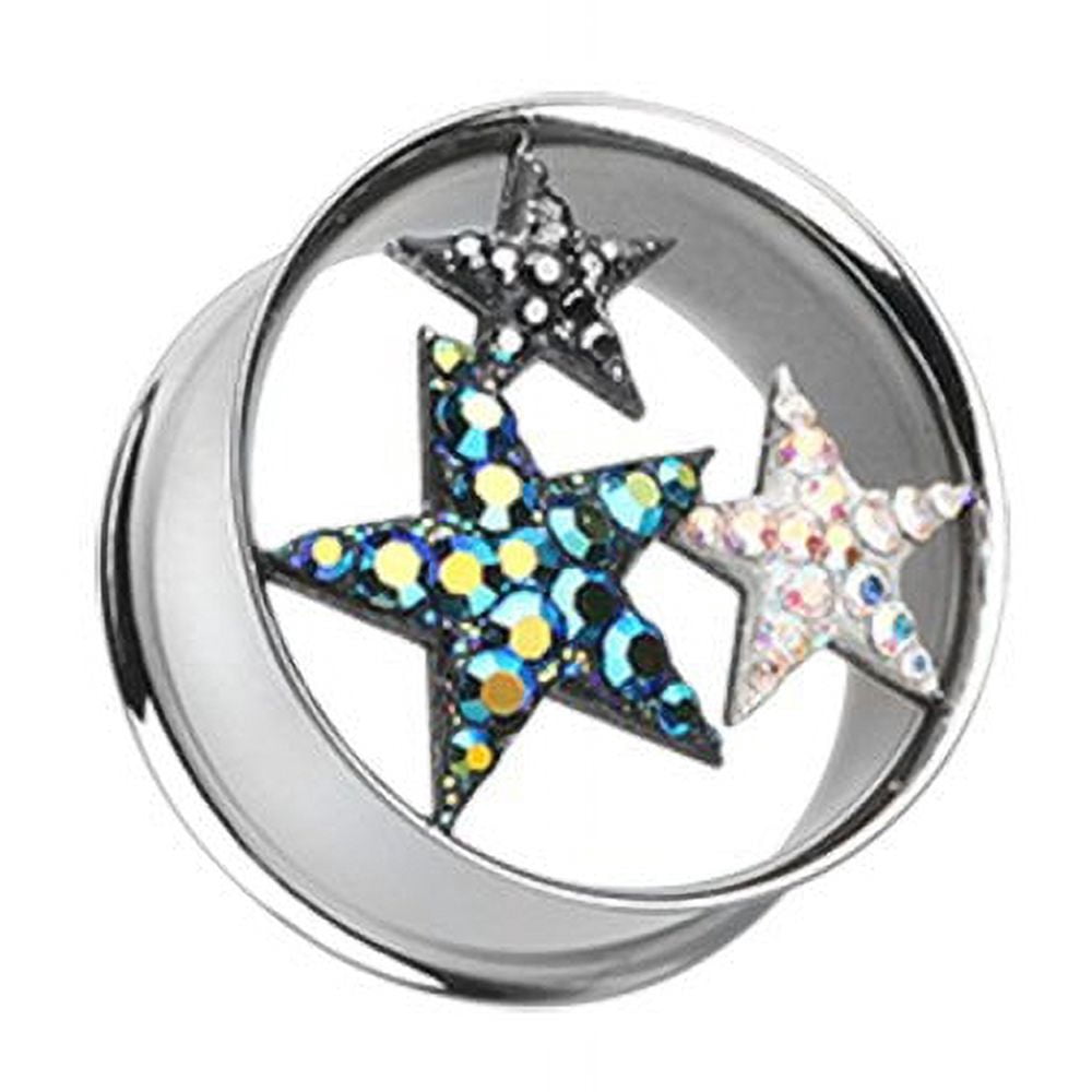Triple Star Multi-Sprinkle Dot Tunnel Ear Gauge Plug Earrings - Walmart.com