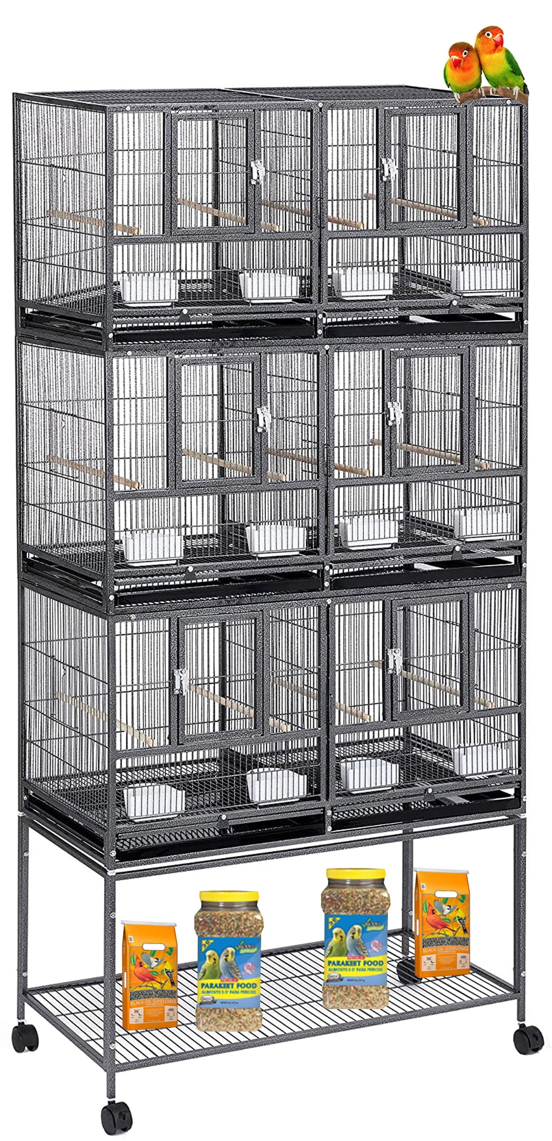 Big Stackable Triple Breeding Bird Flight Cage with Side Nest Doors for ...