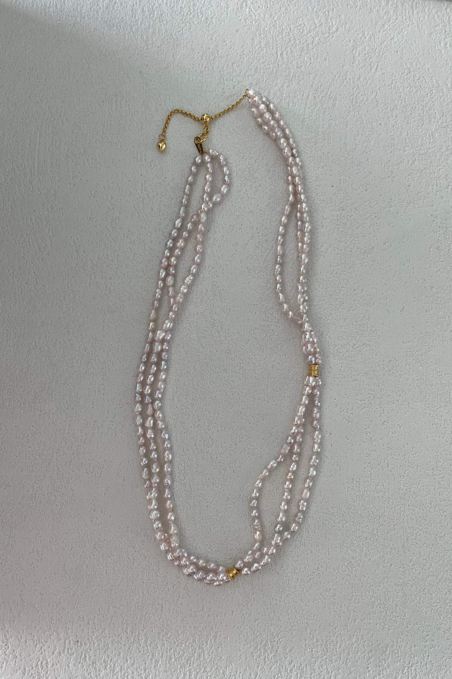 Triple Strand Pearl Necklace - Sterling Silver with 18K Gold Plating ...