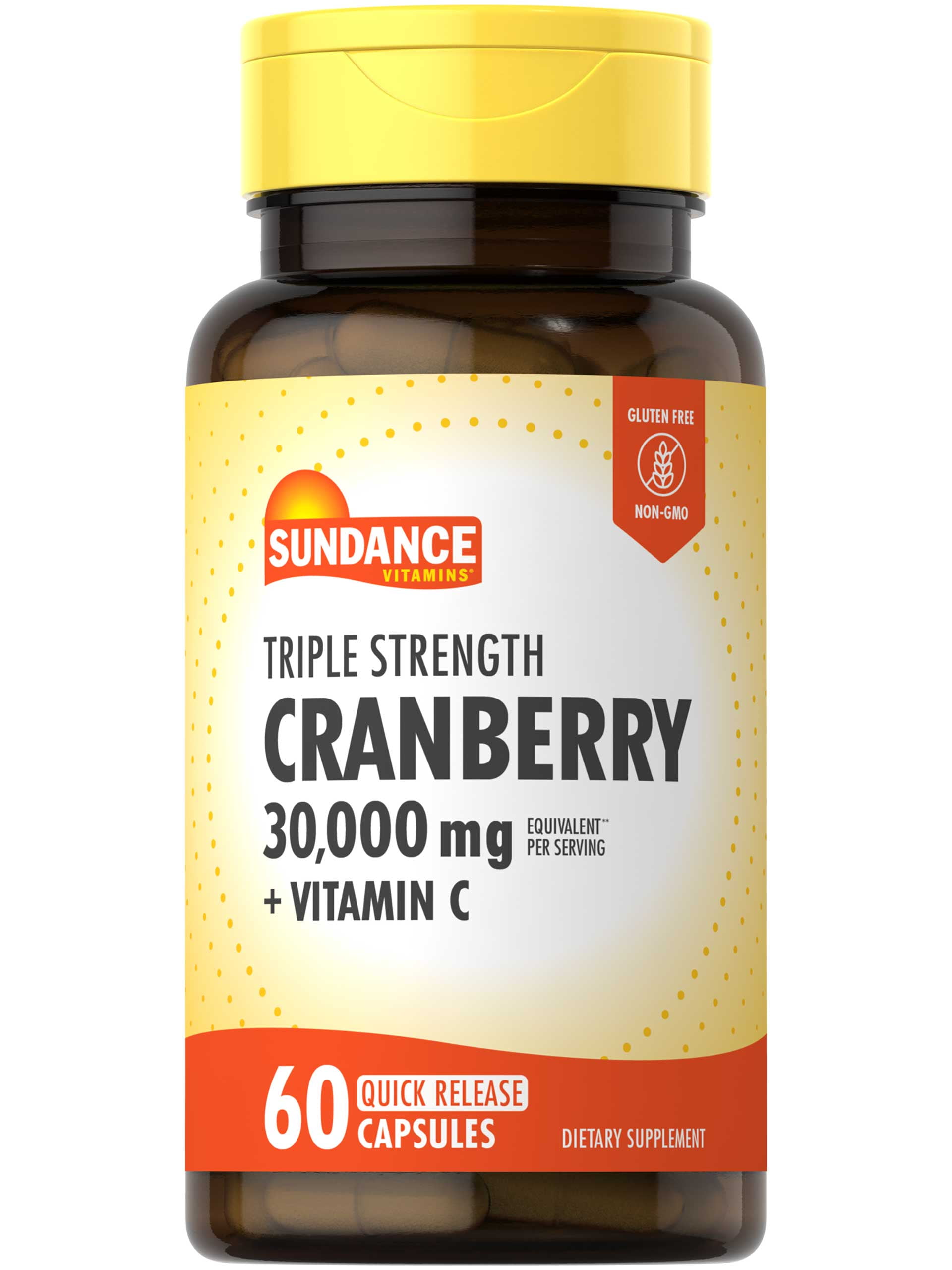 Sundance Vitamins Triple Strength Cranberry 30000mg with Vitamin C, 60 ...
