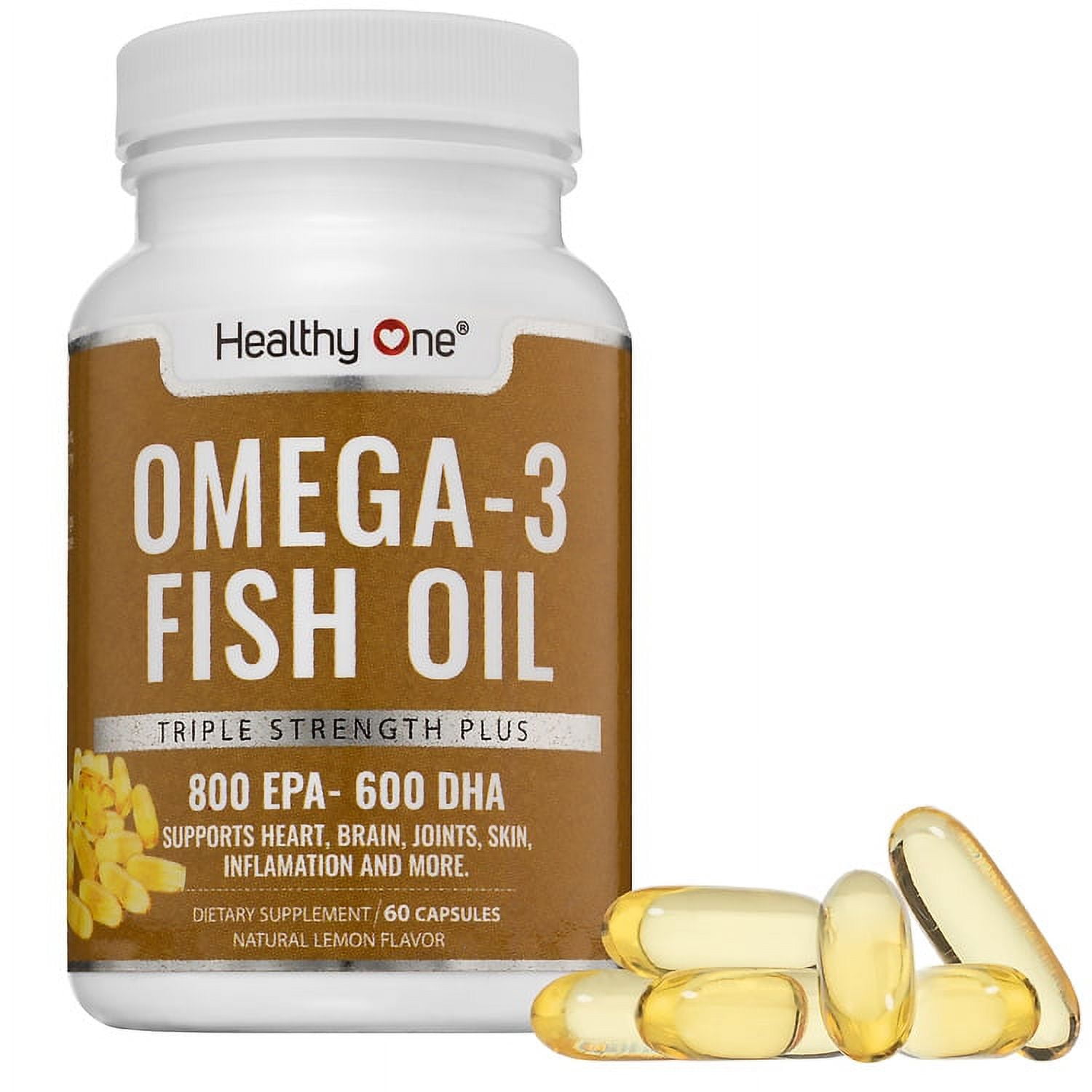 Triple Strength Omega-3 Fish Oil - 1000mg Capsule | 400mg EPA, 300mg DHA | 60 Gel Capsules ...