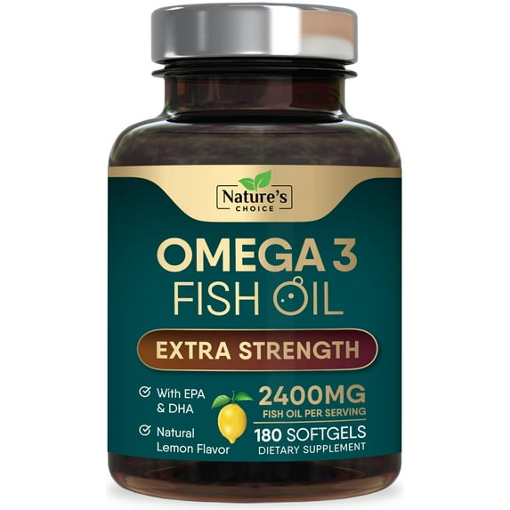 Nature's Choice Triple Strength Omega 3 Fish Oil Softgels, 2400 mg EPA DHA, 180 Capsules ...