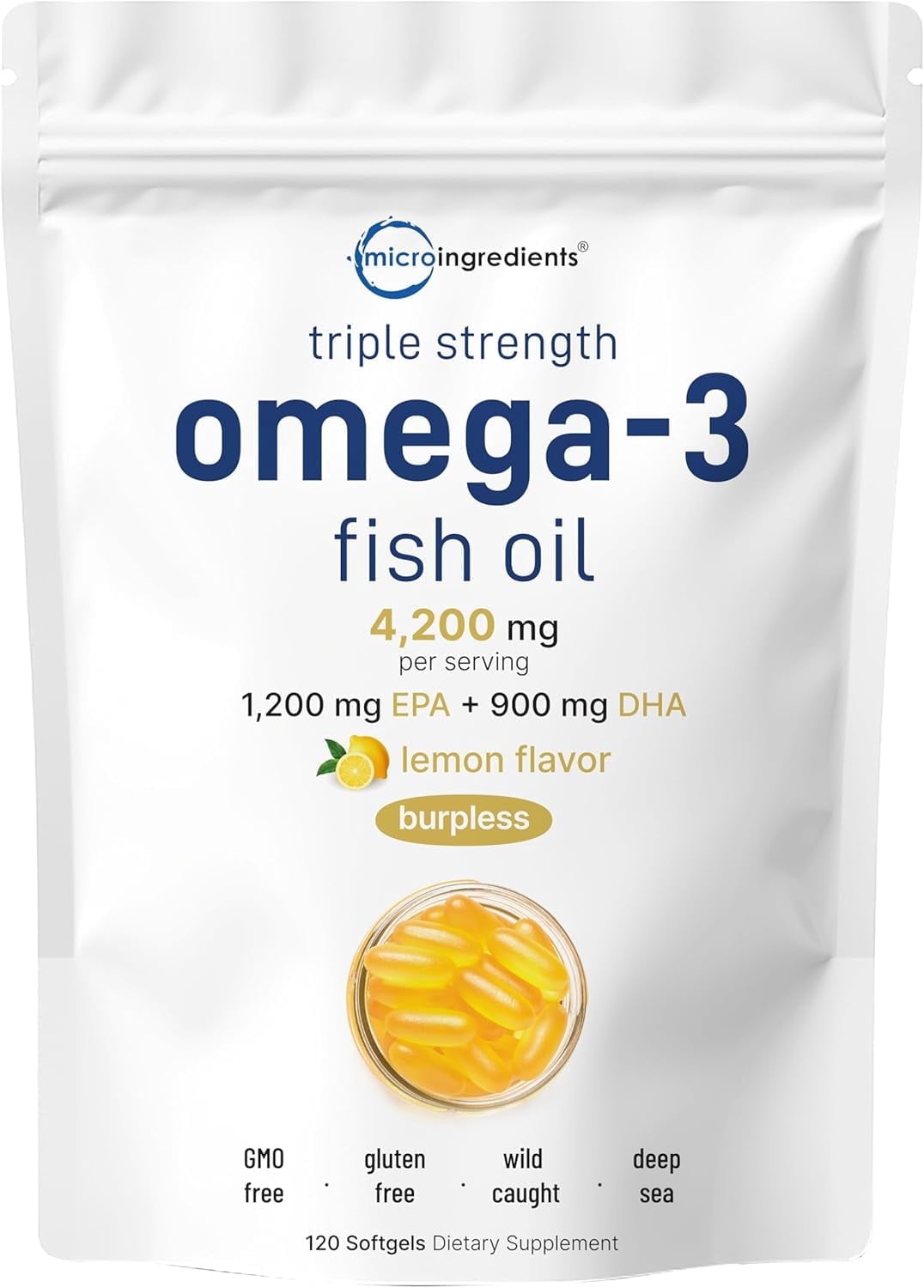 Triple Strength Omega 3 Fish Oil Supplements 4200mg Per Serving, 120 ...