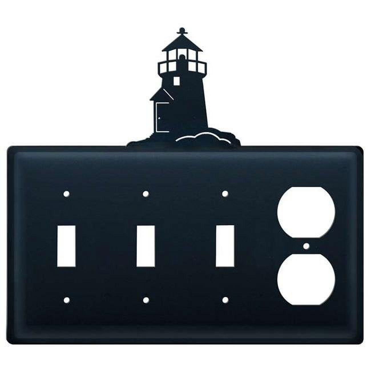 Triple Switch and Duplex Outlet Cover with Lighthouse Accent, Black ...