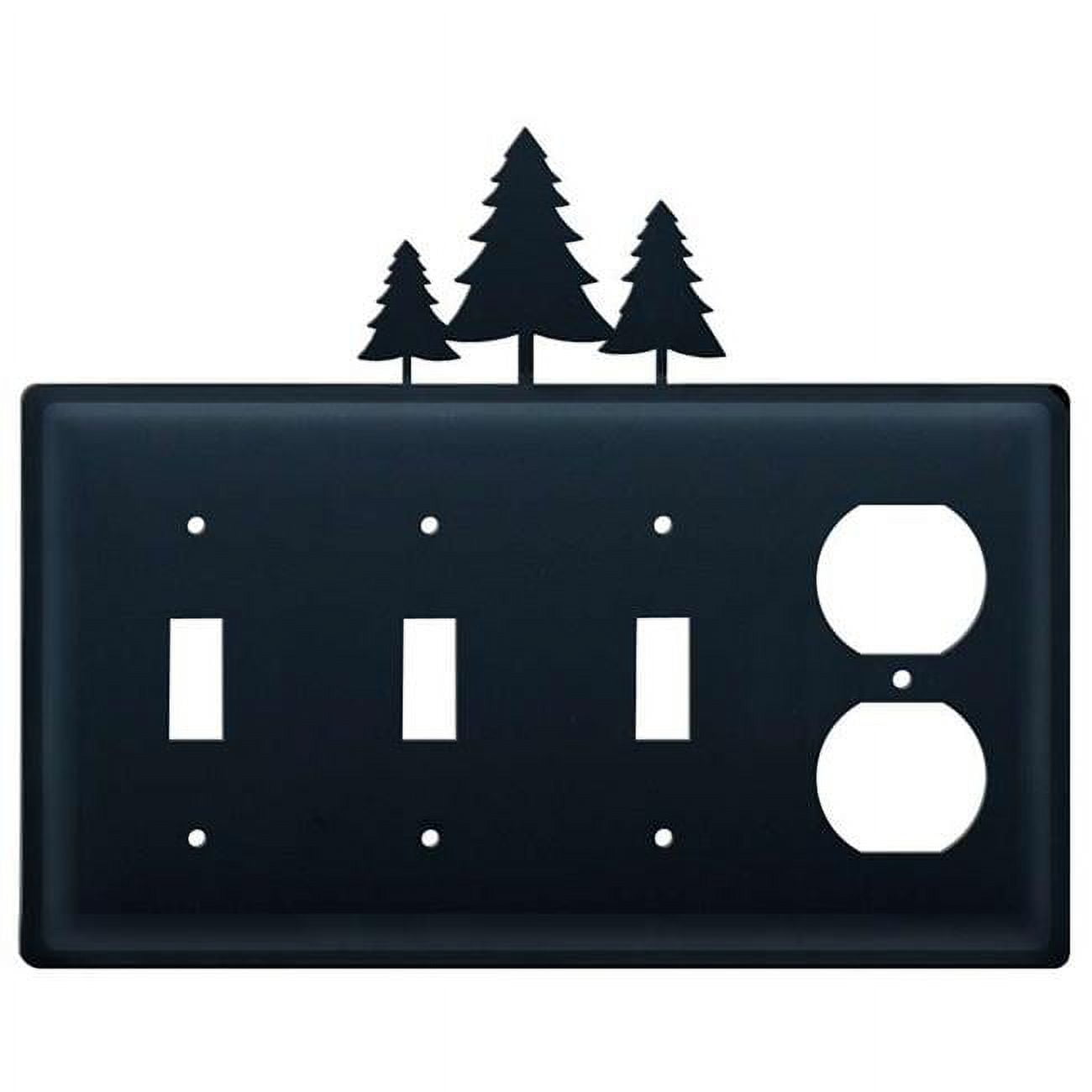 Triple Switch and Duplex Outlet Cover with Pine Trees Accent, Black ...