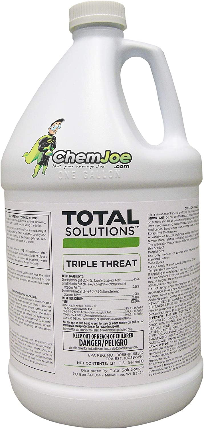 Triple Threat Selective Weed Killer Herbicide for Lawns and Turf - 1 ...