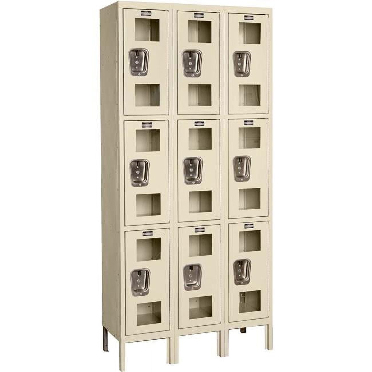 Triple Tier 9 Door Assembled Clear View Locker, Tan - 12 x 12 x 24 in ...