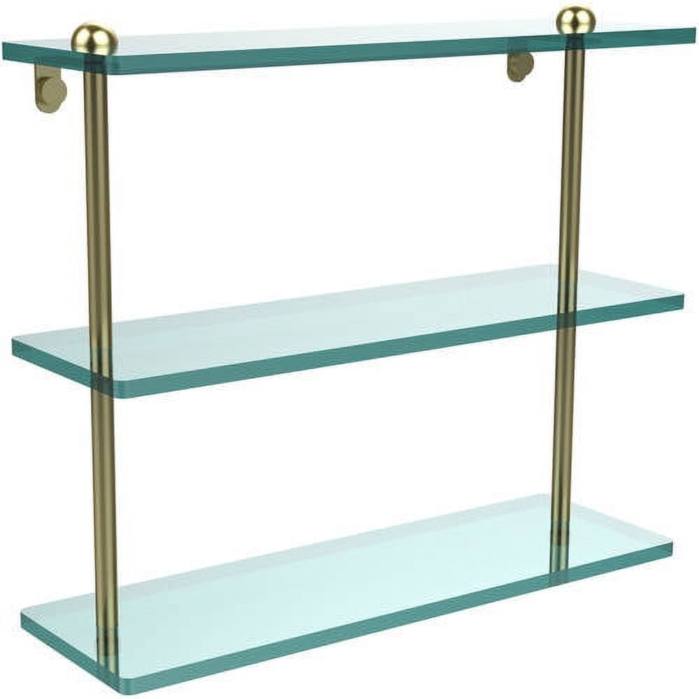 Triple Tiered Vanity Glass Shelf with Beveled Edges - Satin Brass / 16 ...