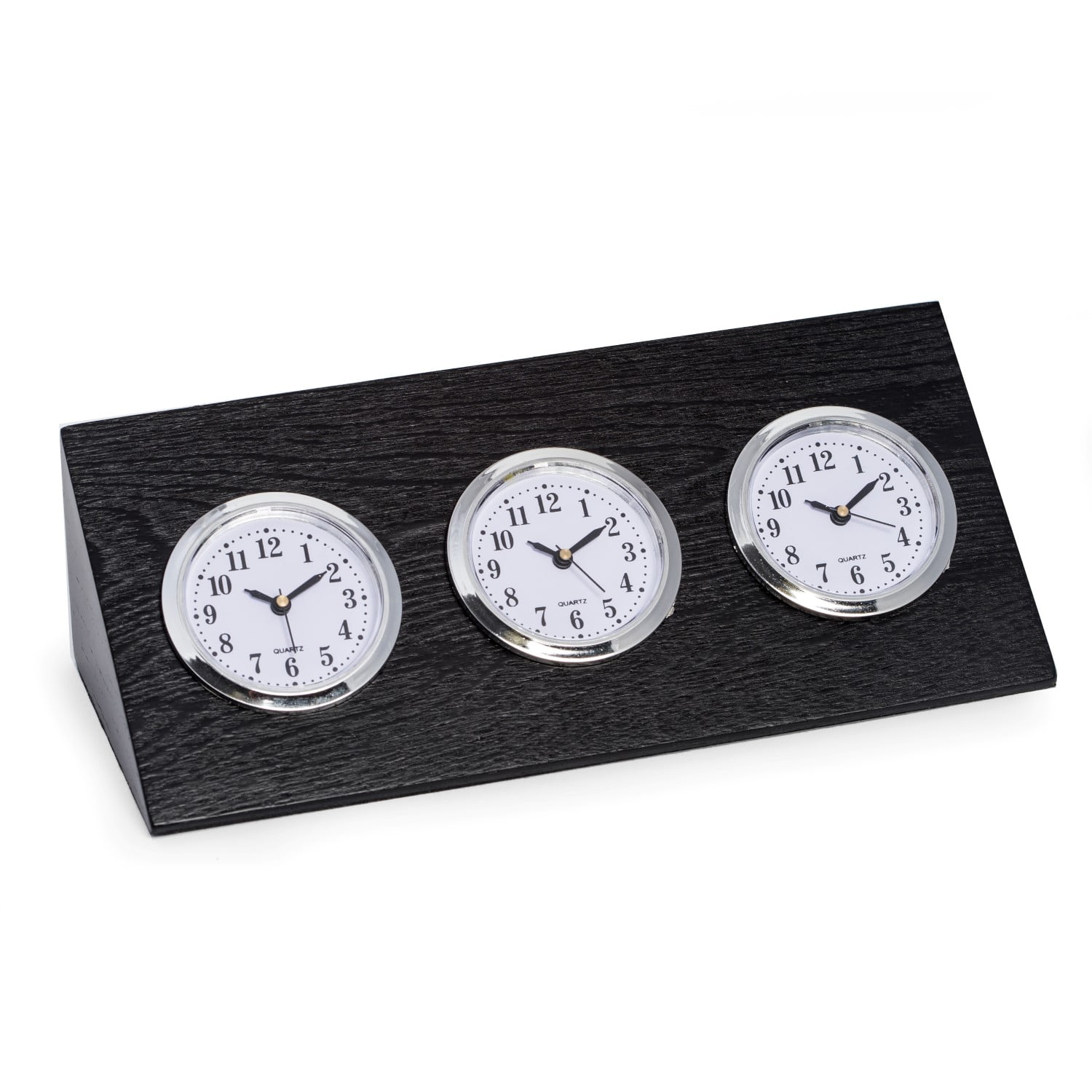 Triple Time Zone Clock in Black Wood. - Walmart.com