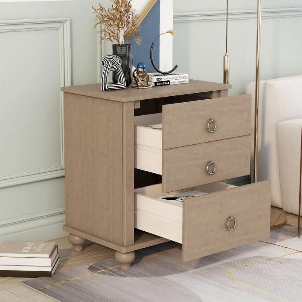 Triple Tree Chic Bedroom Nightstand with 2 Drawers Storage, Rectangular ...