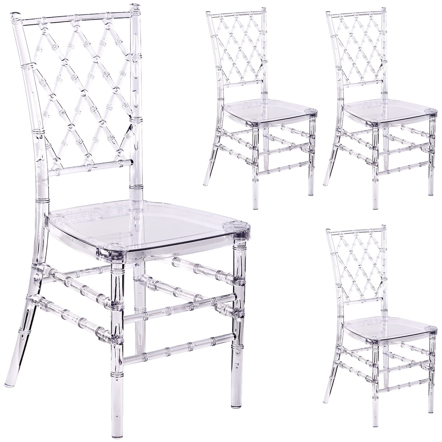 "Clear Modern Dining Chair Set of 4, Transparent Ghost Chair, 17.5 ...