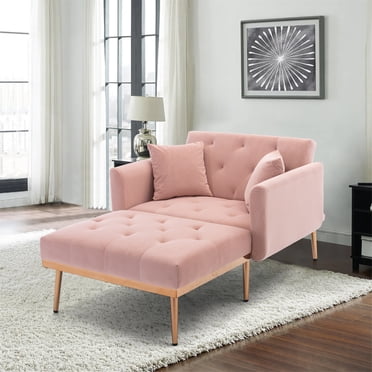 Michael Amini Chamberi Velvet Chaise Lounge in Ivory/Classic Pearl ...