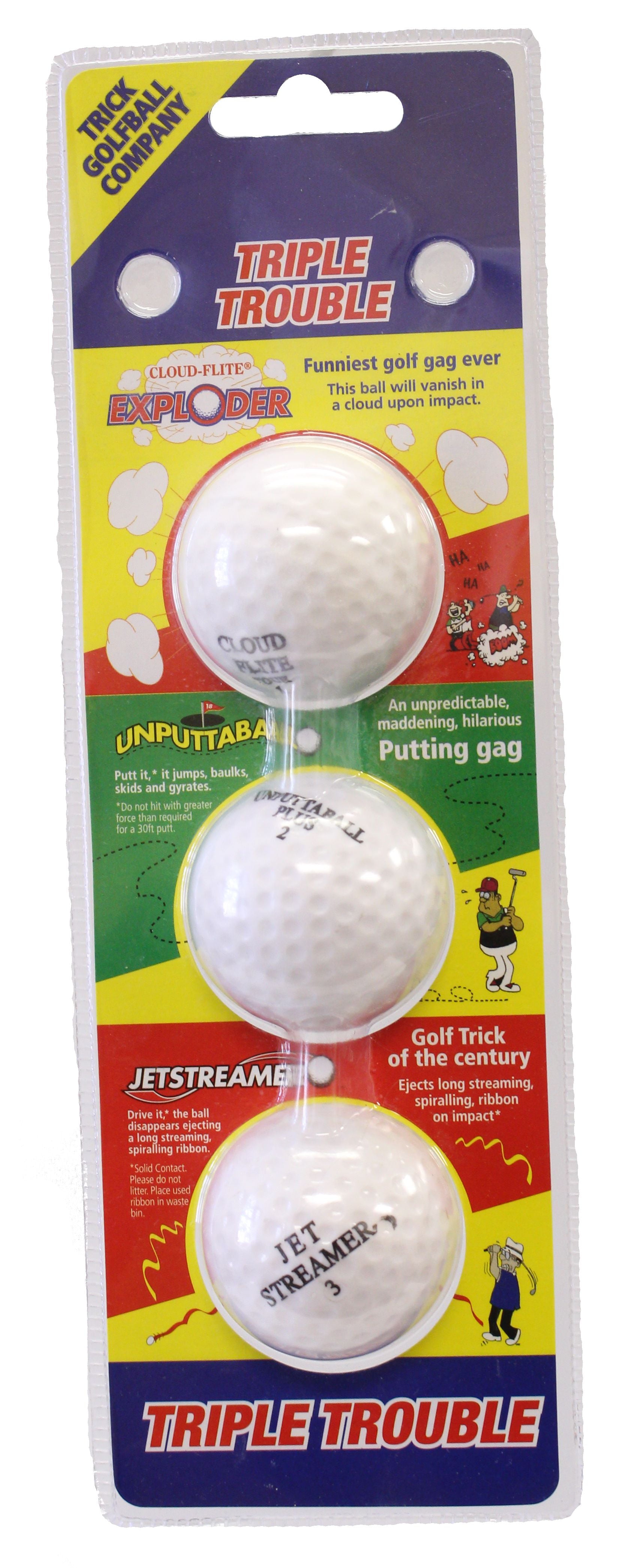 Triple Trouble Trick Golf Balls (Exploder, Unputtaball & Jetstreamer ...