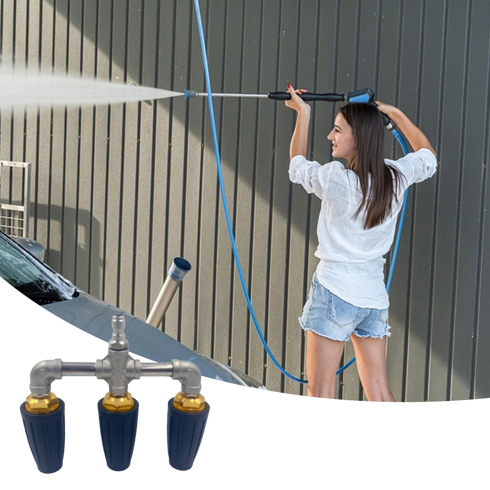 Triple Turbo Nozzle Pressure Washer,360° Rotating Turbo Nozzle for Power Washer with 1/4" Quick ...