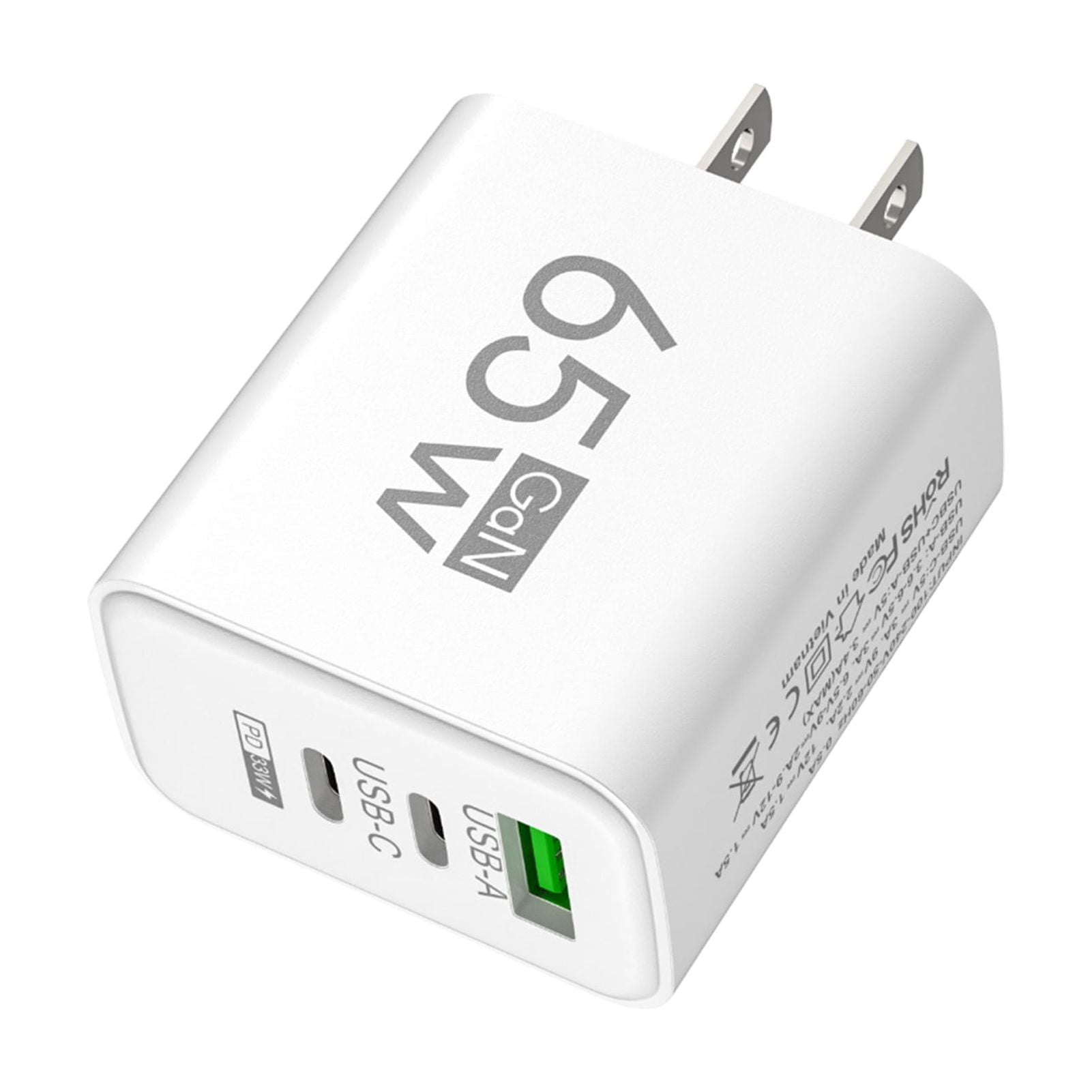 Triple USB Charger Block, 65W Multi Port USB Phone Charger Block, 1 USB ...