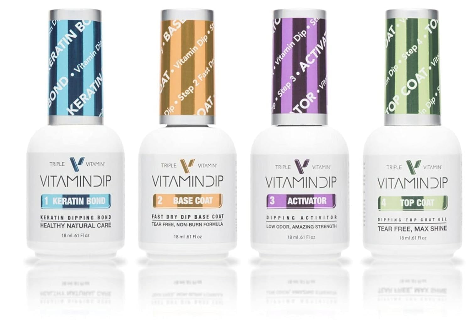 Triple Vitamin Dip Powder Nail Liquid Set - Bond Gel Base Activator Gel ...