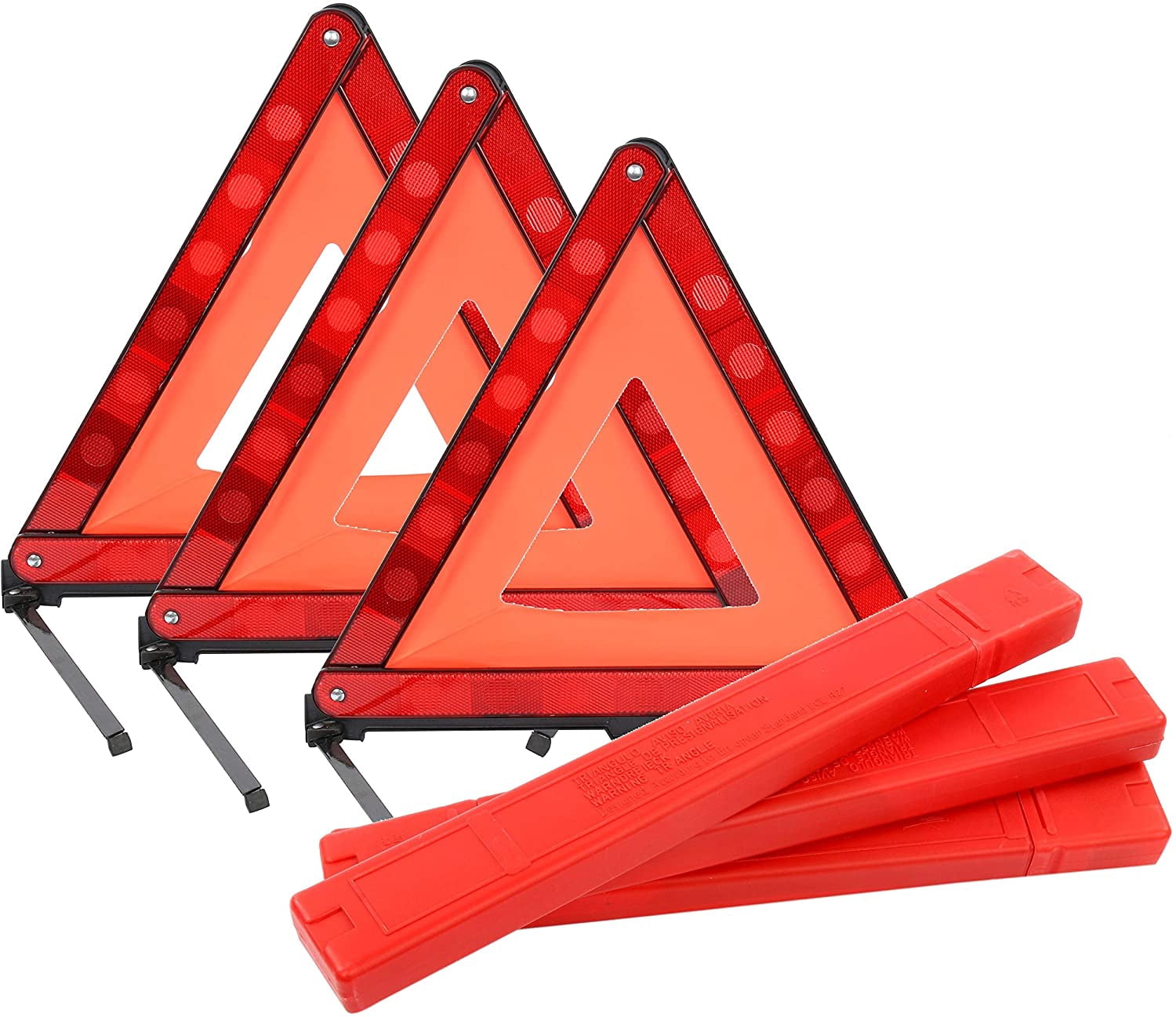 Triple Warning Triangle in Storage Case Foldable Emergency Warning ...