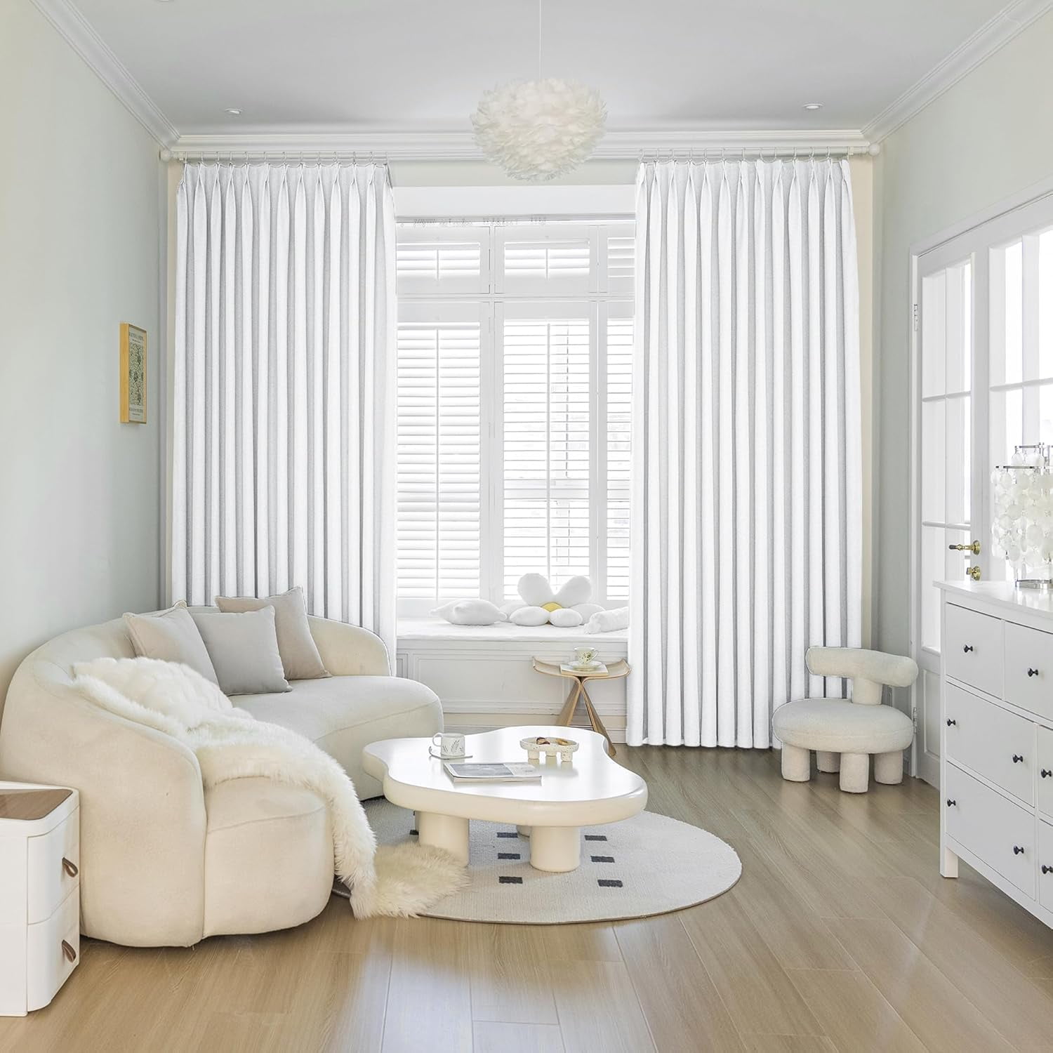 Triple Weave Linen Textured Waterproof Pinch Pleated Drape with Tieback ...