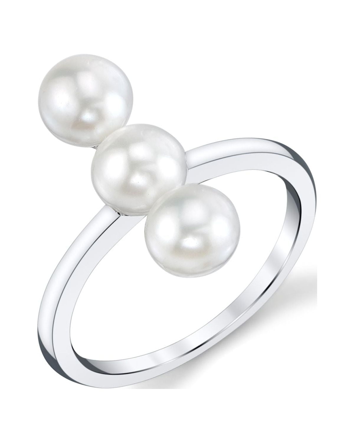 Triple White Freshwater Cultured Pearl Shani Ring - Walmart.com